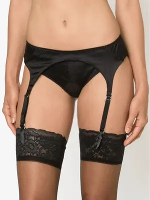 FLEUR DU MAL Topstitch Garter Belt - Black