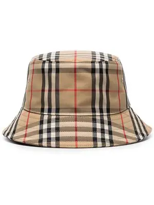 Burberry Check Bucket Hat - Brown