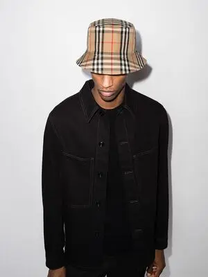 Burberry Check Bucket Hat - Brown