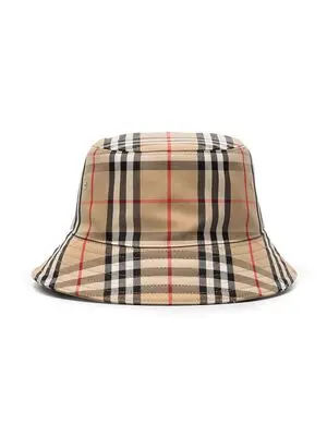 Burberry Check Bucket Hat - Brown