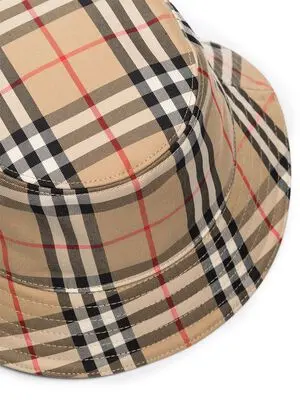 Burberry Check Bucket Hat - Brown