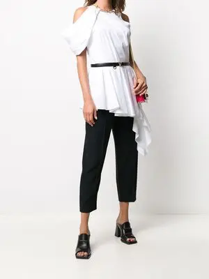 Alexander McQueen Draped Asymmetric Sleeveless Peplum Top