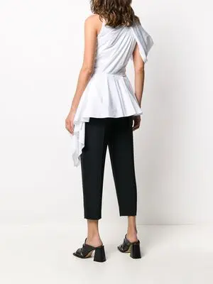 Alexander McQueen Draped Asymmetric Sleeveless Peplum Top