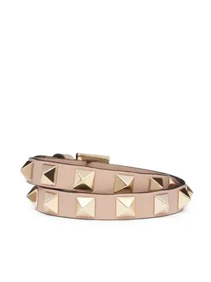 Valentino Garavani Rockstud Double-strap Leather Bracelet