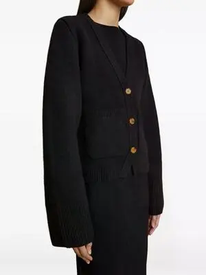 Khaite Scarlet Flared-sleeve Cashmere Cardigan - Black