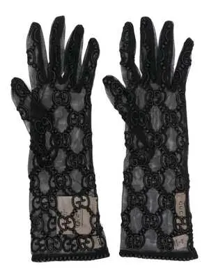 Gucci Gg-embroidered Tulle Gloves