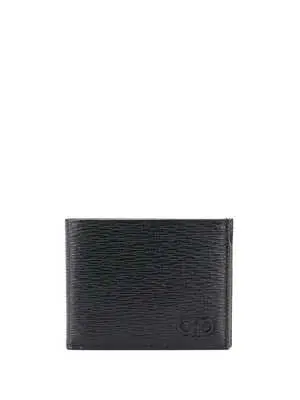 FERRAGAMO Leather Fold-over Wallet - Black