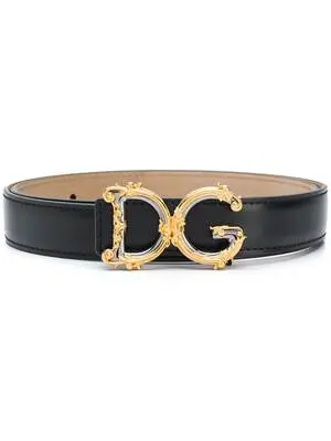 Dolce & Gabbana Dg Baroque Leather Belt - Black