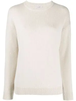 Brunello Cucinelli Sequin Details Jumper - Neutrals