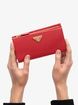 Prada Saffiano Bi-fold Wallet - Red