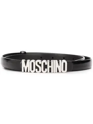Moschino Logo-plaque Buckled Belt - Black