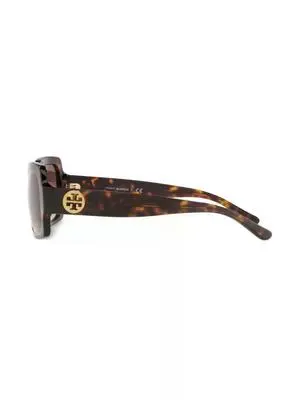 Tory Burch Tortoiseshell-effect Rectangle Sunglasses