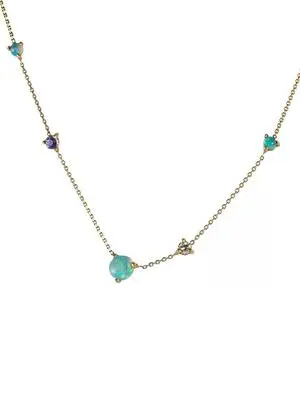 WWAKE 14kt Yellow Gemstone Chain Necklace - Gold