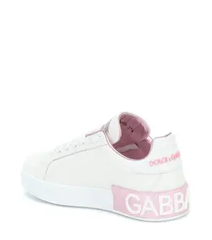 Dolce & Gabbana Portofino Leather Sneakers - White