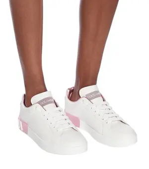 Dolce & Gabbana Portofino Leather Sneakers - White