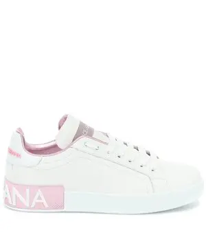 Dolce & Gabbana Portofino Leather Sneakers - White