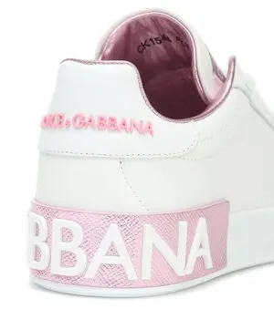 Dolce & Gabbana Portofino Leather Sneakers - White