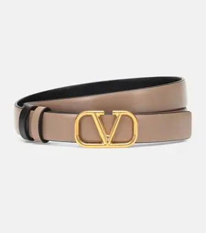 Valentino Garavani Vlogo Signature 20 Reversible Leather Belt - Beige
