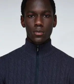 Loro Piana Mezzocollo Treccia Cashmere Sweater - Blue