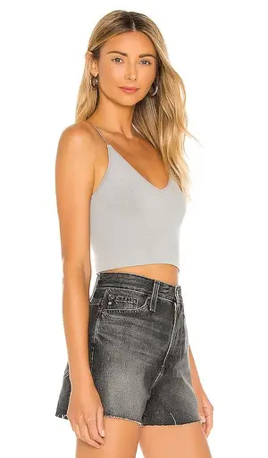 Free People Ribbed V Neck Brami Tank In Grey