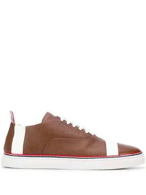 Thom Browne Striped Low-top Textured Leather Sneakers