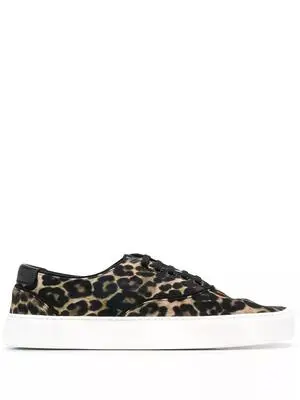 Saint Laurent Venice Leopard-print Sneakers - Black
