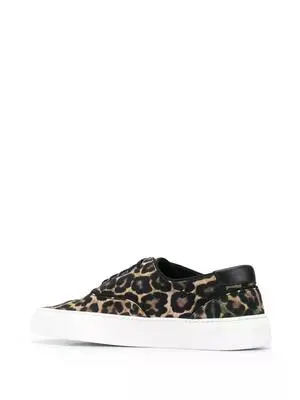 Saint Laurent Venice Leopard-print Sneakers - Black