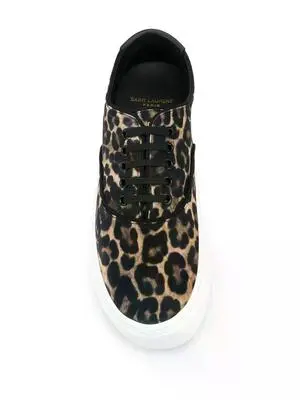 Saint Laurent Venice Leopard-print Sneakers - Black