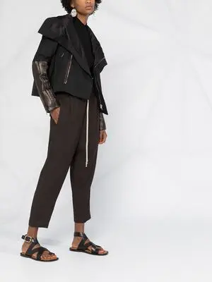 Rick Owens Leather Sleeve Zipped Jacket
