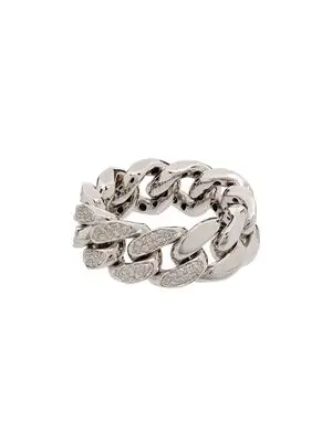Shay 18k White Gold Pavé Diamond Link Ring - Silver