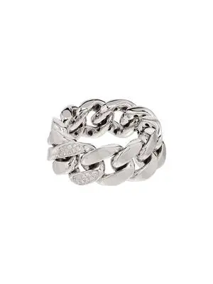 Shay 18k White Gold Pavé Diamond Link Ring - Silver