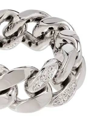 Shay 18k White Gold Pavé Diamond Link Ring - Silver