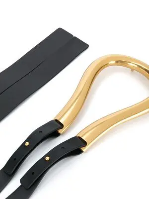 Bottega Veneta Double-Trap Leather Belt - Black | Editorialist display picture 1