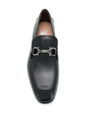 FERRAGAMO Ree Leather Loafers - Black