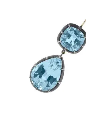 Fred Leighton 18kt Gold Double Drop Topaz Earrings - Blue