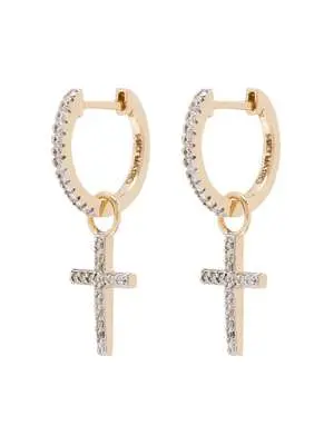 Mateo 14kt Diamond Cross Huggie Earrings - Gold