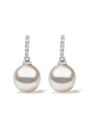 Yoko London 18kt White Gold Pearl And Diamond Earrings - Silver