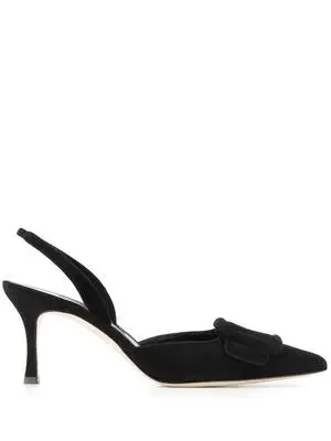 Manolo Blahnik Maysli Buckle Front Pumps - Black