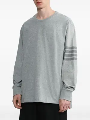 Thom Browne 4-bar Stripe Cotton T-shirt - Grey