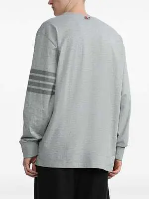 Thom Browne 4-bar Stripe Cotton T-shirt - Grey