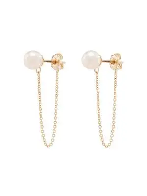 Mateo 14kt Pearl Chain Earrings - Gold