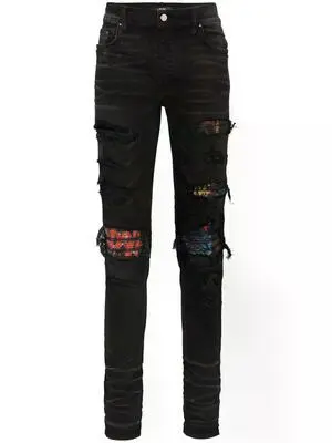 Amiri Mx1 Patch Distressed Slim-leg Jeans