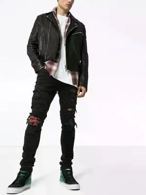 Amiri Mx1 Patch Distressed Slim-leg Jeans