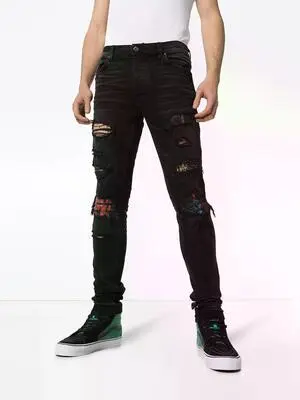 Amiri Mx1 Patch Distressed Slim-leg Jeans