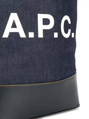 A.p.c. Logo Print Denim Tote