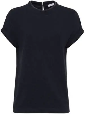 Brunello Cucinelli Keyhole Detail T-shirt - Grey