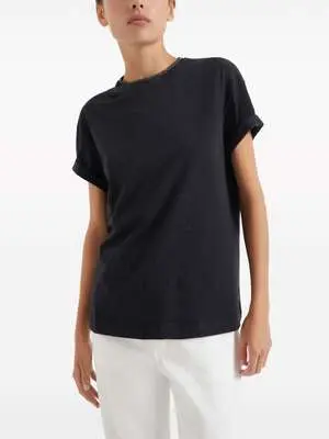 Brunello Cucinelli Keyhole Detail T-shirt - Grey