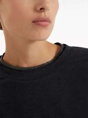 Brunello Cucinelli Keyhole Detail T-shirt - Grey