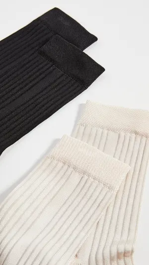 STEMS Classic Ribbed Socks 2 Pack - Black & Ivory