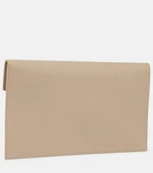 Saint Laurent Uptown Leather Clutch - Beige